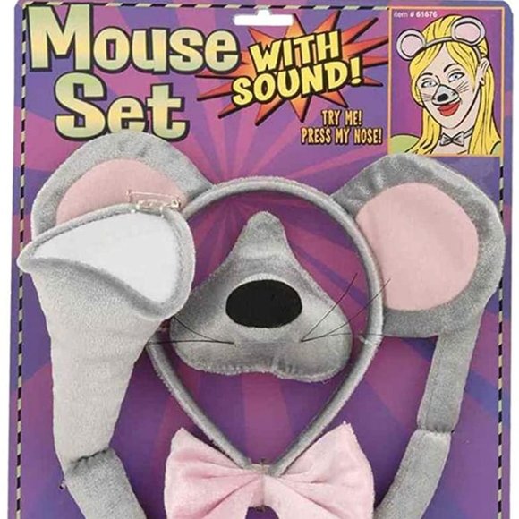 Accessories | Animal Costume Set Gray Mouse Ears Nose Tail | Poshmark